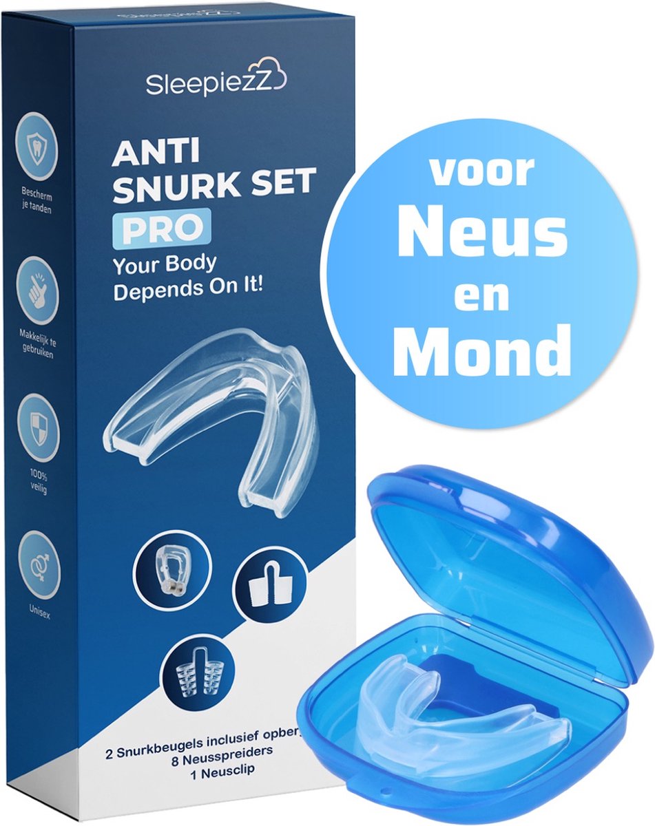 SleepiezZ® PRO 3 in 1 Anti Snurk Set - 2x Snurkbeugel - 8x Neusspreider ...