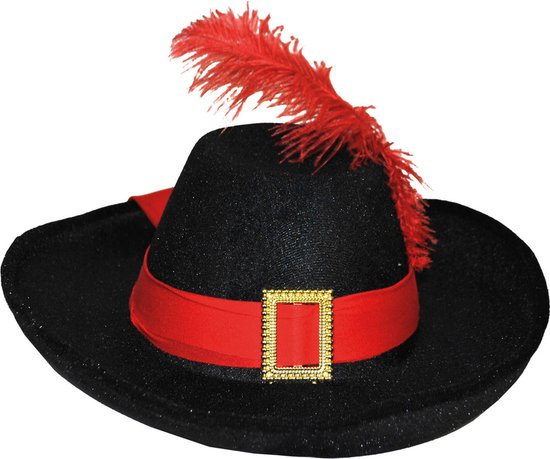 Funny Fashion - Musketier Kostuum - Hoed Met Veer Musketier - zwart ...