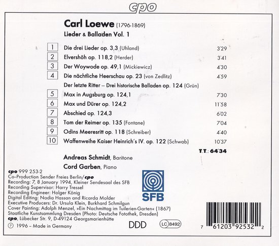 Lieder Und Balladen Vol. 1 - Carl Loewe - Andreas Schmidt, Cord Garben, Andreas... | bol