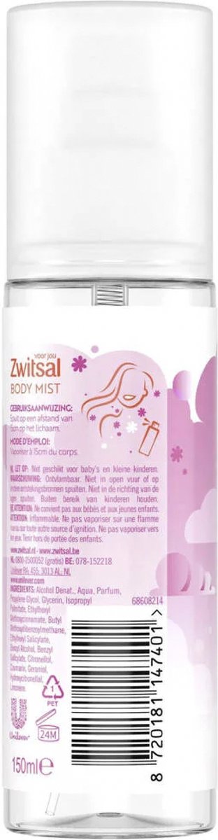 Zwitsal Body Mist Pink Blossom - 150 ml | bol.com
