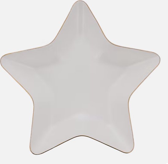 Schaal in stervorm | 30 x 5 cm | Wit en Goudrandje | bol