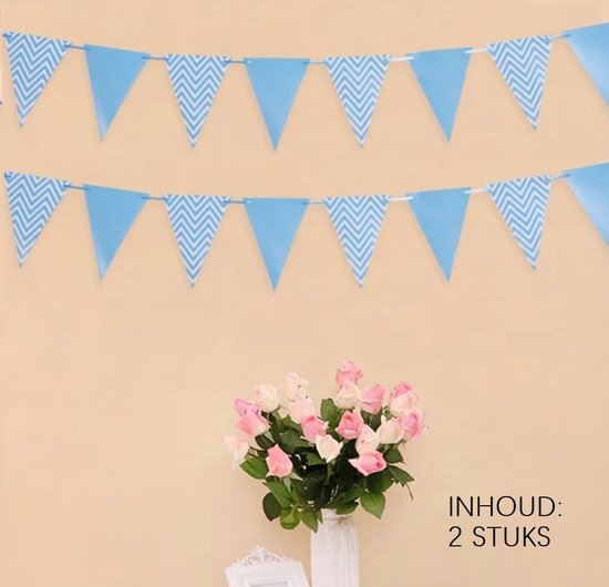 Vlaggenlijn geboorte baby -|2 stuks slinger |Jongen , Blauw| Welcome ...