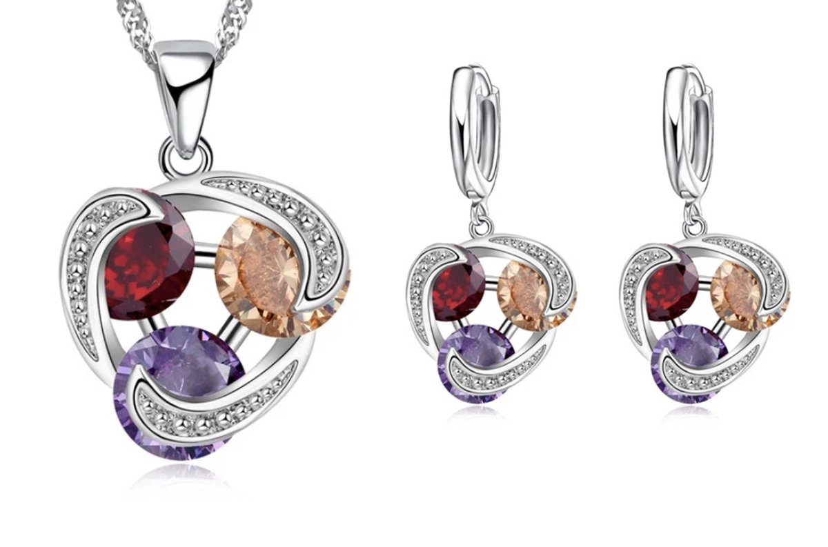 Ketting dames | oorbellen dames | sieradenset | 925 zilver plated ...