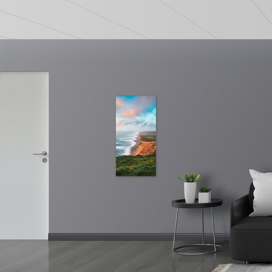 WallClassics - Hout - Landschap met Begroeiing langs Zee - 50x100 cm ...