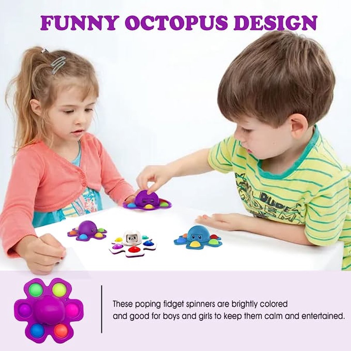 Fidget Toys - Octopus Spinner - Mood Spinner - Pop It Spinner - Fidget ...