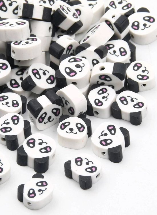 50 stuks kralen panda 1 cm Polymeer klei kralen | bol.com