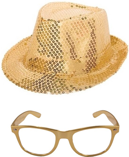 Folat party carnaval gouden verkleed hoedje en metallic gouden ...