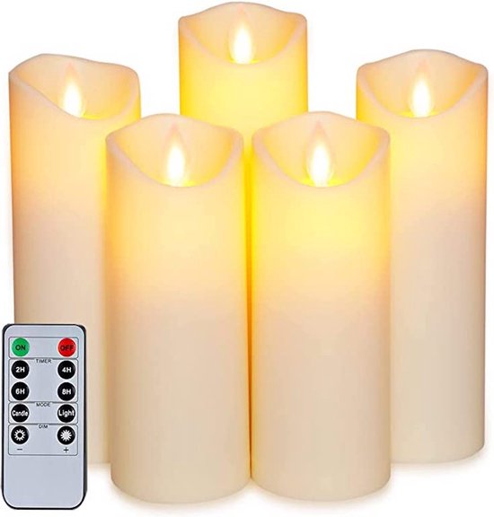 LED kaarsen 5 stuks,led-kaarsen met echt vlam effect, led kaars ...