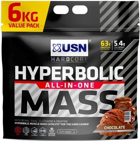 Hyperbolic Mass USN 6 KG - Chocolade Smaak - Mass Gainer, Weight Gainer ...