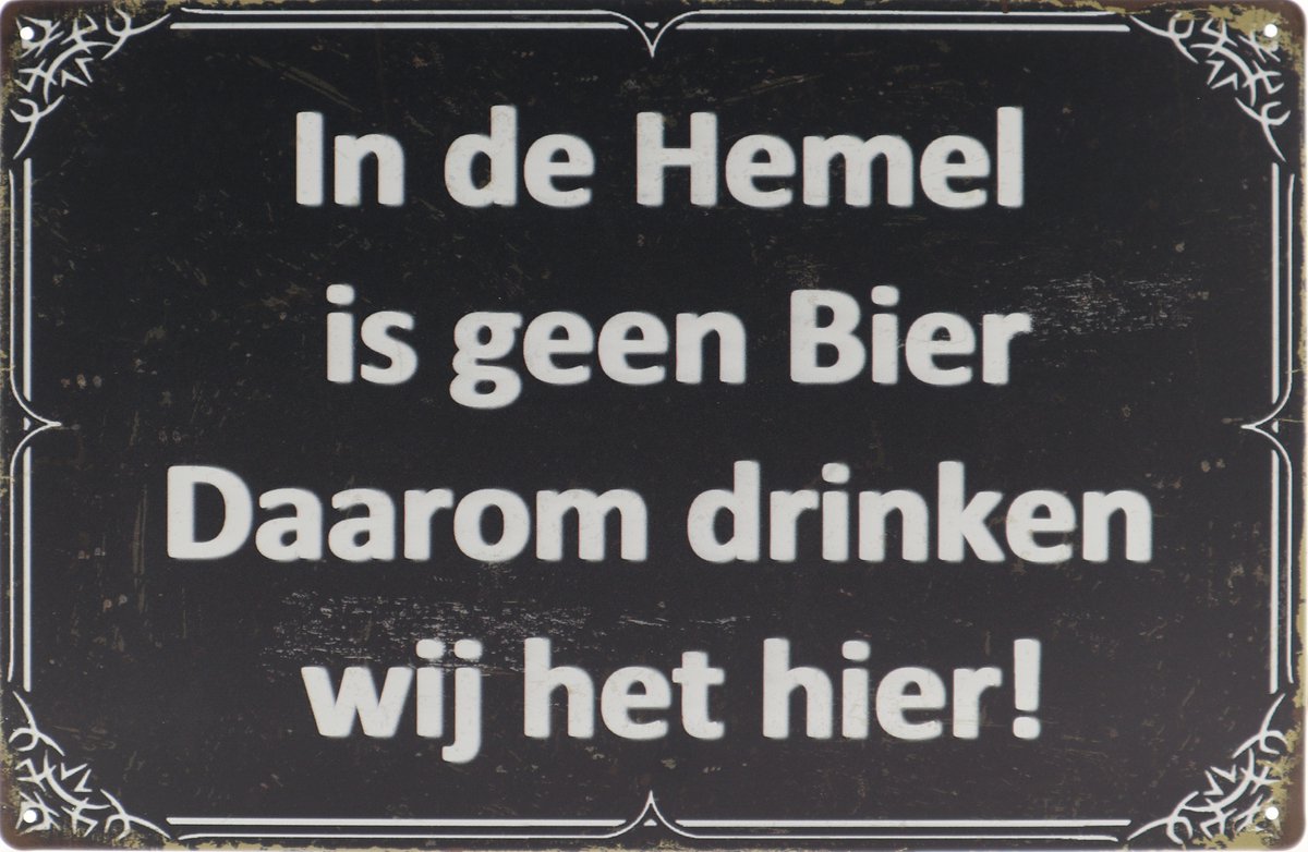 Wandbord – In de hemel is geen bier - Humor - Grappig - Retro ...