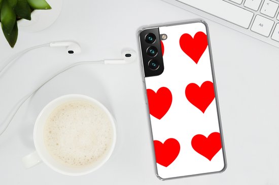 Samsung Galaxy S22 Plus hoesje - Een illustratie met negen rode hartjes ...