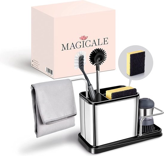 MAGICALE® Spoelbakorganizer incl. spons - organisatiehulp roestvrij ...