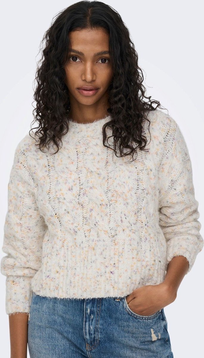 Only ONLTIA LS CABLE PULLOVER - Cloud Dancer White | bol.com