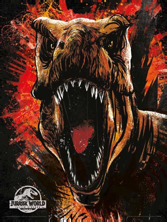 Jurassic World Fallen Kingdom T-rex Sketch Art Print 30x40cm | Poster | bol