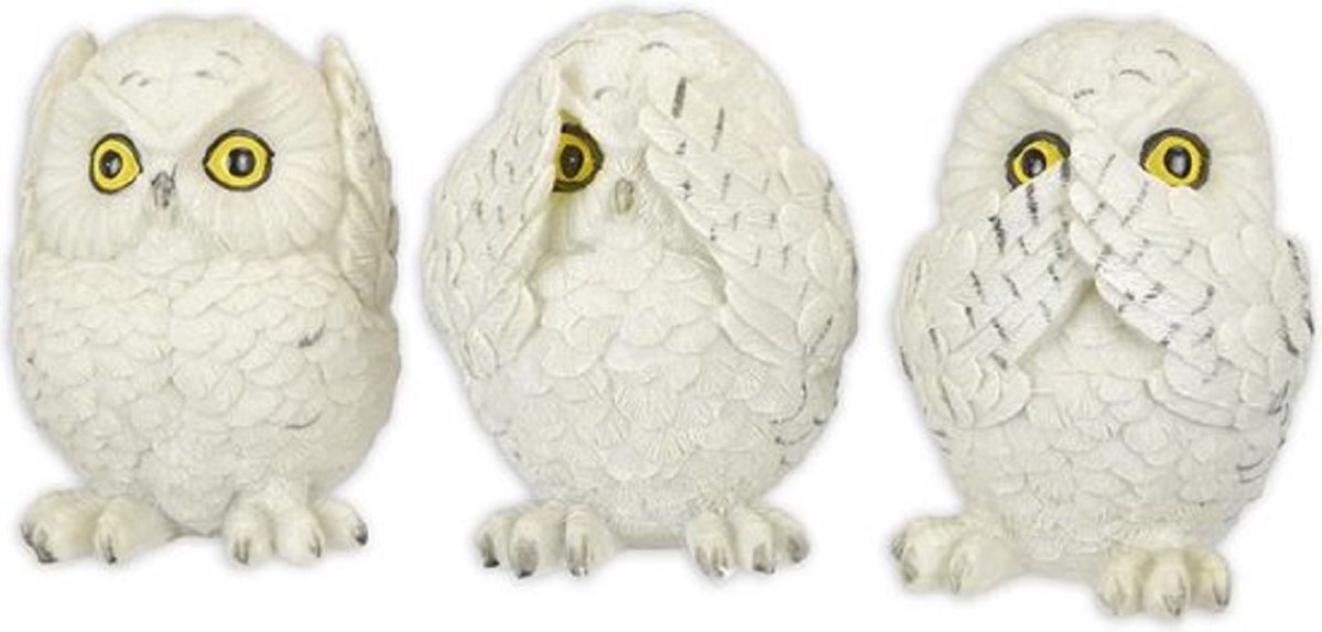 Villa Pottery - Set van 3 witte Uilen - Horen Zien en Zwijgen - 10cm ...