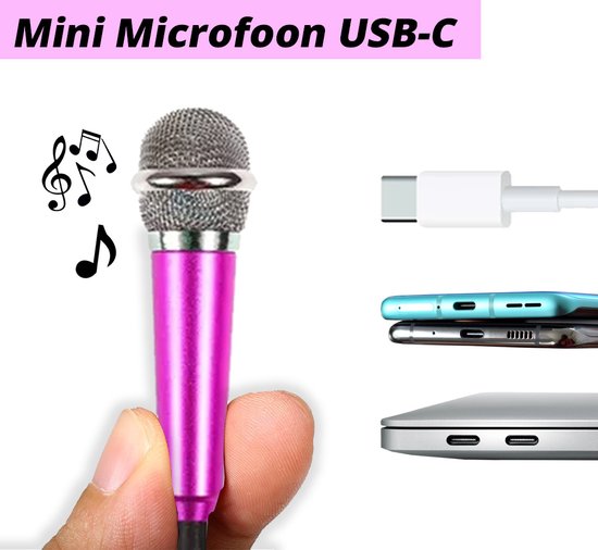 Mini Microfoon Voor Telefoon - Karaoke - USB-C Output - Roze | bol.com