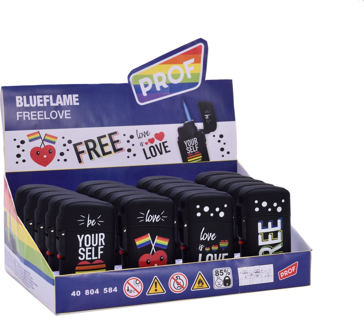 Prof - Aanstekers - Blauw Enkele Vlam - "Capsule FreeLove Design " - 20 ...