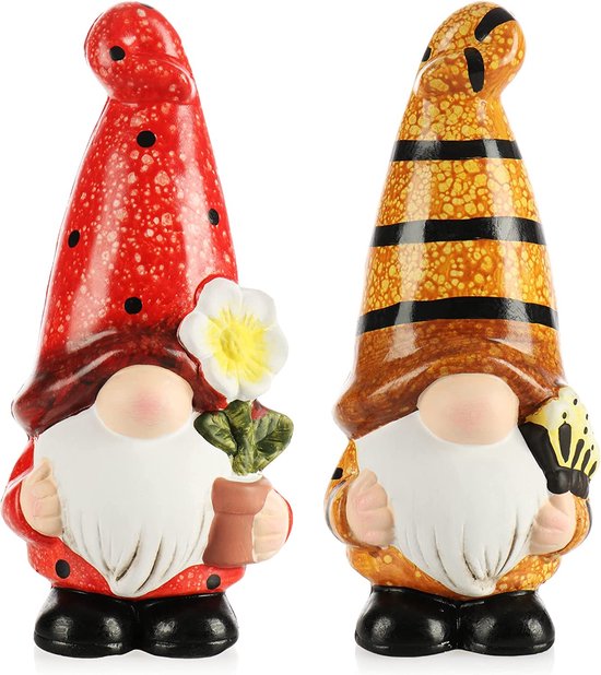 2x kabouters in schattig design - tuinkabouter voor lentedecoratie en ...