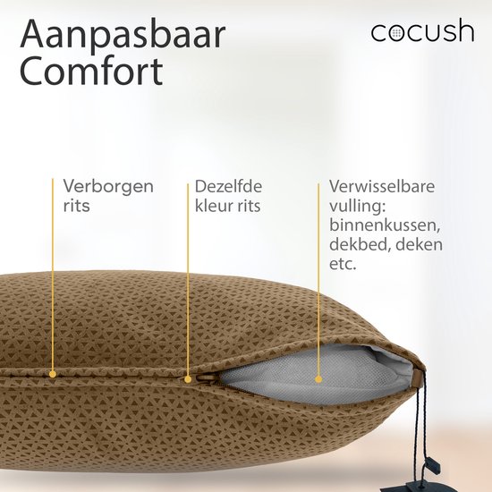 Cocush - Tia - Kussenhoes excl. Binnenkussen 50x50 cm - 1 stuk - Bruin ...
