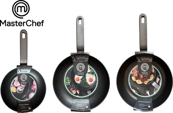 MasterChef - Pannenset - 3 Stuks - Koekenpan 24cm & Koekenpan 28cm ...