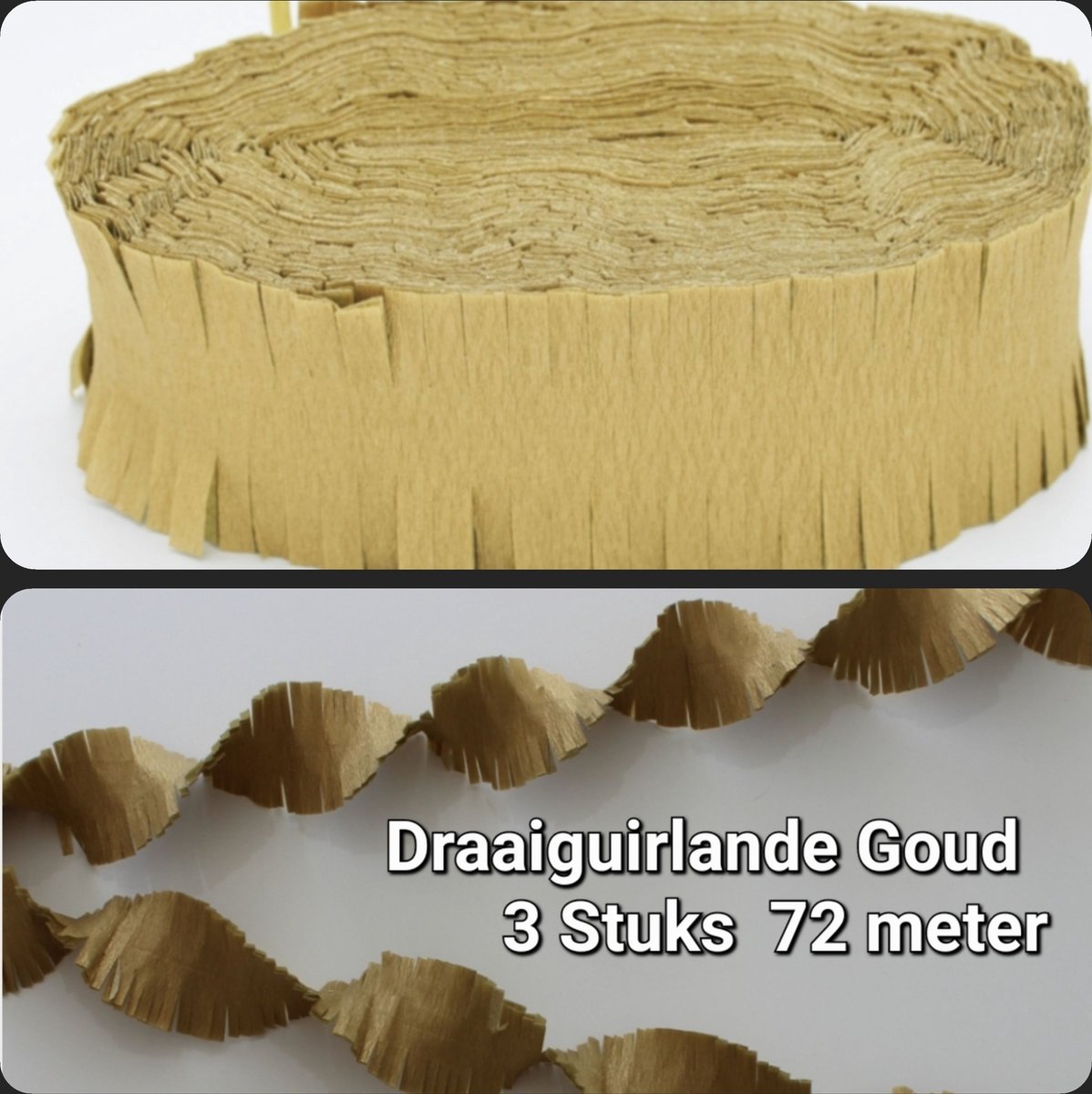 3 stuks Draaiguirlande Goud, 72 meter, Huwelijk, Nieuwjaar, Carnaval ...