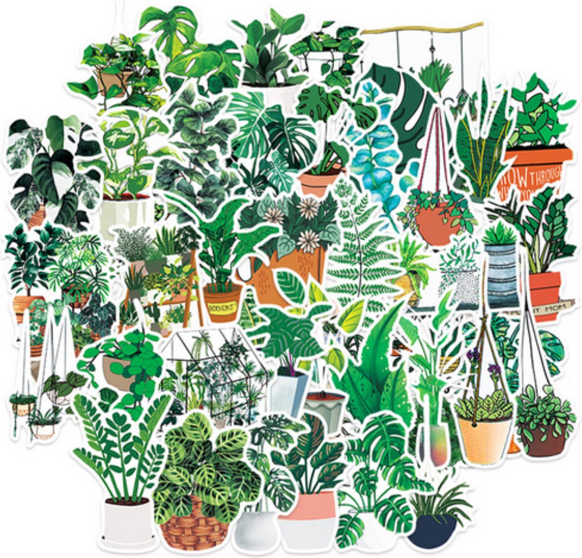 Winkrs - 50 kamerplanten/planten stickers - Stickers Voor laptop, muur ...