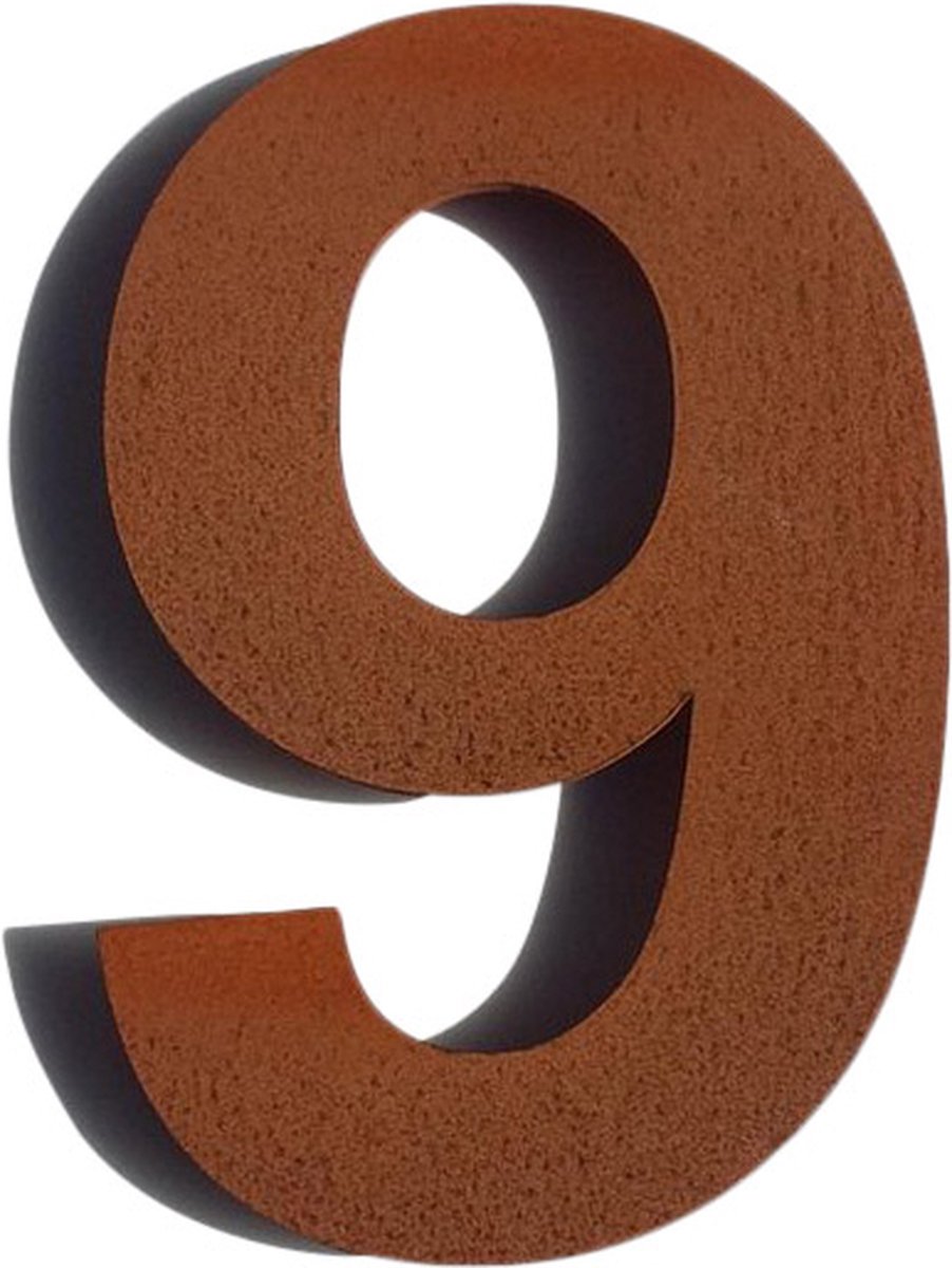 LIROdesign – Huisnummer nr. 9 – Huisnummer cortenstaal – Huisnummerbord ...