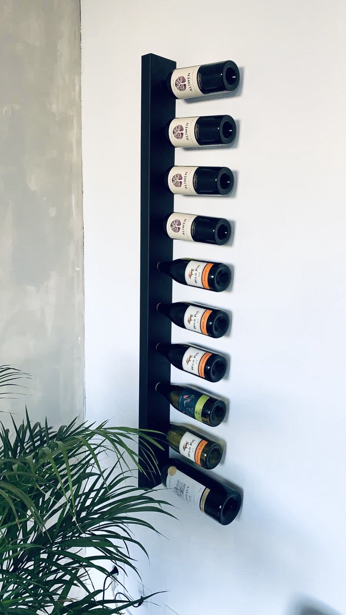 Wijnlat 10 flessen | Wijnrek | Wijnrek muur | Wijnrek zwart | bol.com