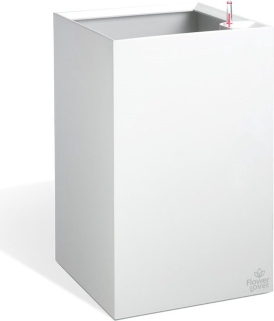 Cubico 27 × 27 × 42 cm - Design bloempot voor binnen met bewateringssysteem -... | bol