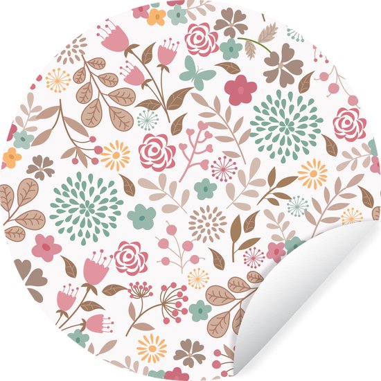 WallCircle - Muurstickers - Behangcirkel - Bloemen - Patronen - Kleuren - 30x30 cm -... | bol.com