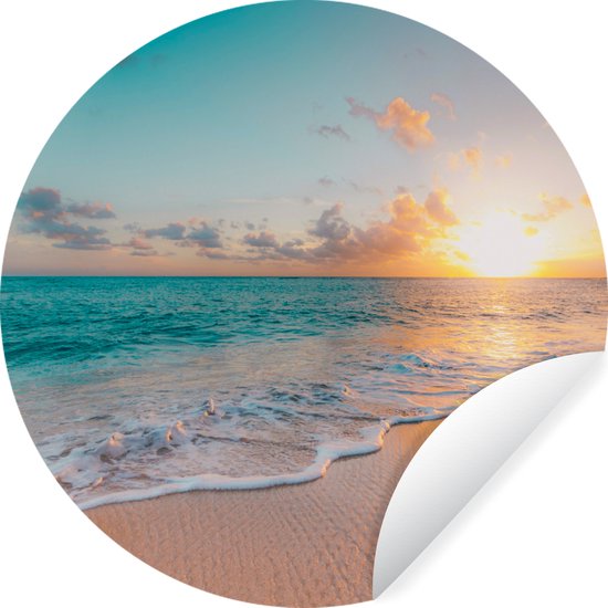 WallCircle - Behangcirkel - Strand - Zon - Wolken - Zee - Zomer ...