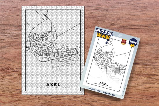 Puzzel Kaart - Axel - Zwart - Wit - Legpuzzel - Puzzel 1000 stukjes volwassenen | bol
