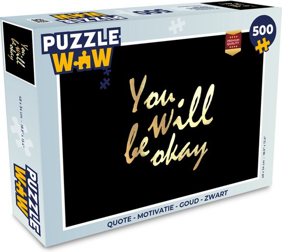 Puzzel Quote - Motivatie - Goud - Zwart - Legpuzzel - Puzzel 500 ...