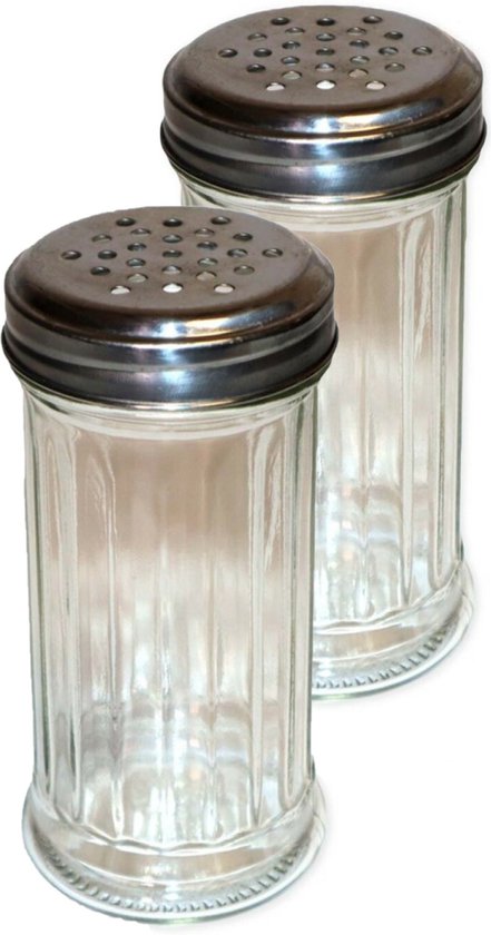 Strooiers - 2 stuks - peper/zout - glas - transparant - 8 x 8 x 14 cm ...