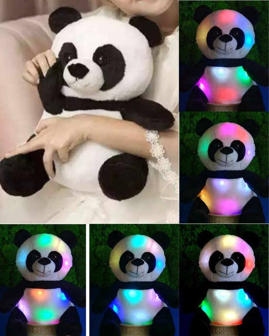 Lichtgevende knuffel Panda. Pandabeer knuffel met lichtjes. Led knuffel ...