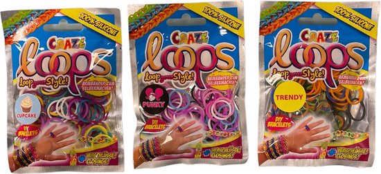 Craze loops - loop your style - loombandjes set van 3 zakjes | bol.com