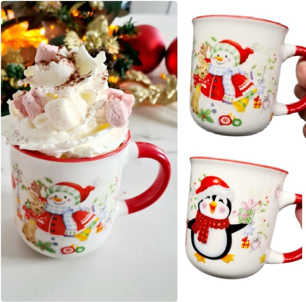 Set de 2x Mugs de Noël Ours Père Noël , Cerf - Tasses à Café de Noël ...