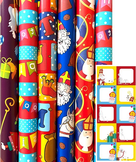Sinterklaas Sint Inpakpapier Cadeaupapier - 70 cm x 3 meter - 6 rollen ...