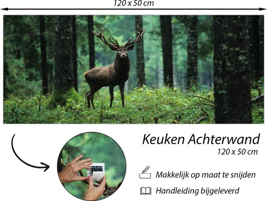 Keuken achterwand behang - Waterafstotend - Hert - Bos - Bomen - Dieren ...