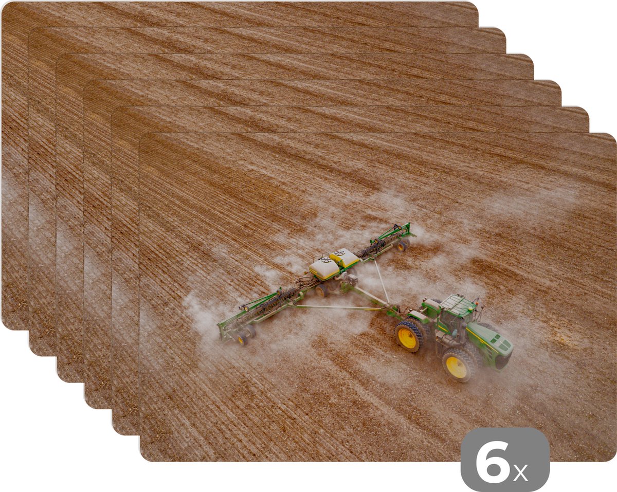 Placemat - Placemats kunststof - Trekker - Akker - Boerderij - Boer - Groen - 45x30 cm... | bol.com