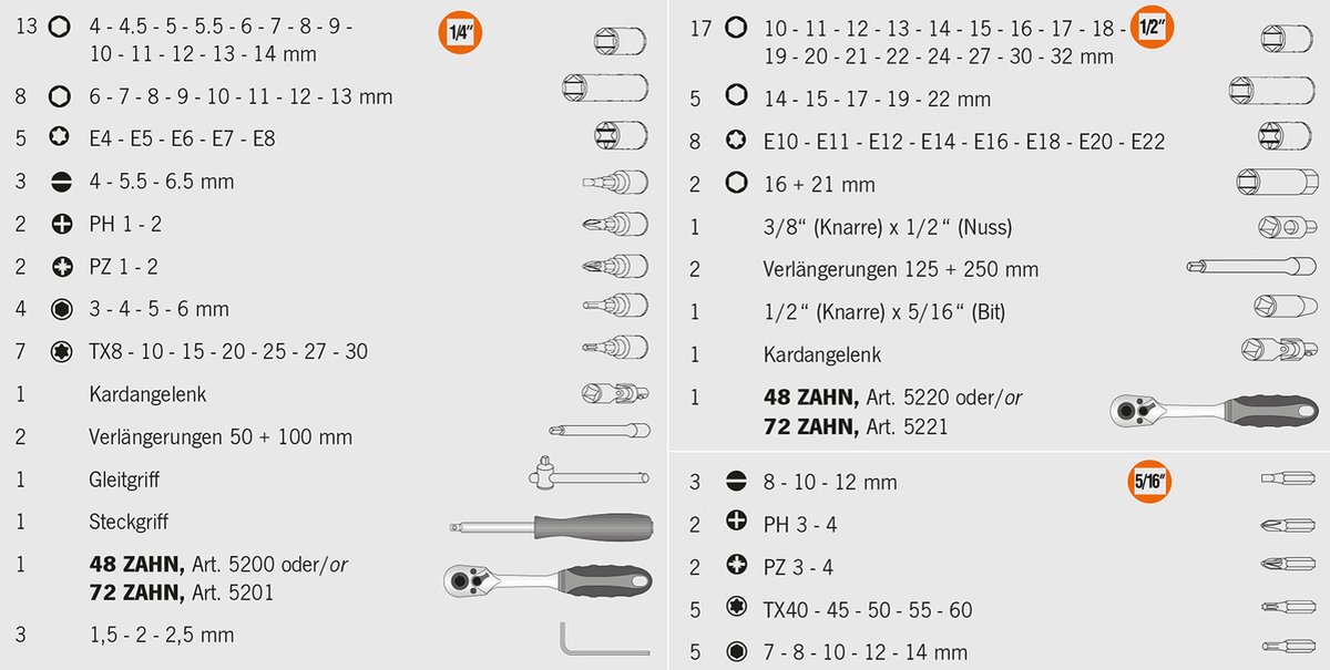 PROJAHN proficraft dopsleutelkoffer - 108 delig in koffer (6,3 / 1/4 ...