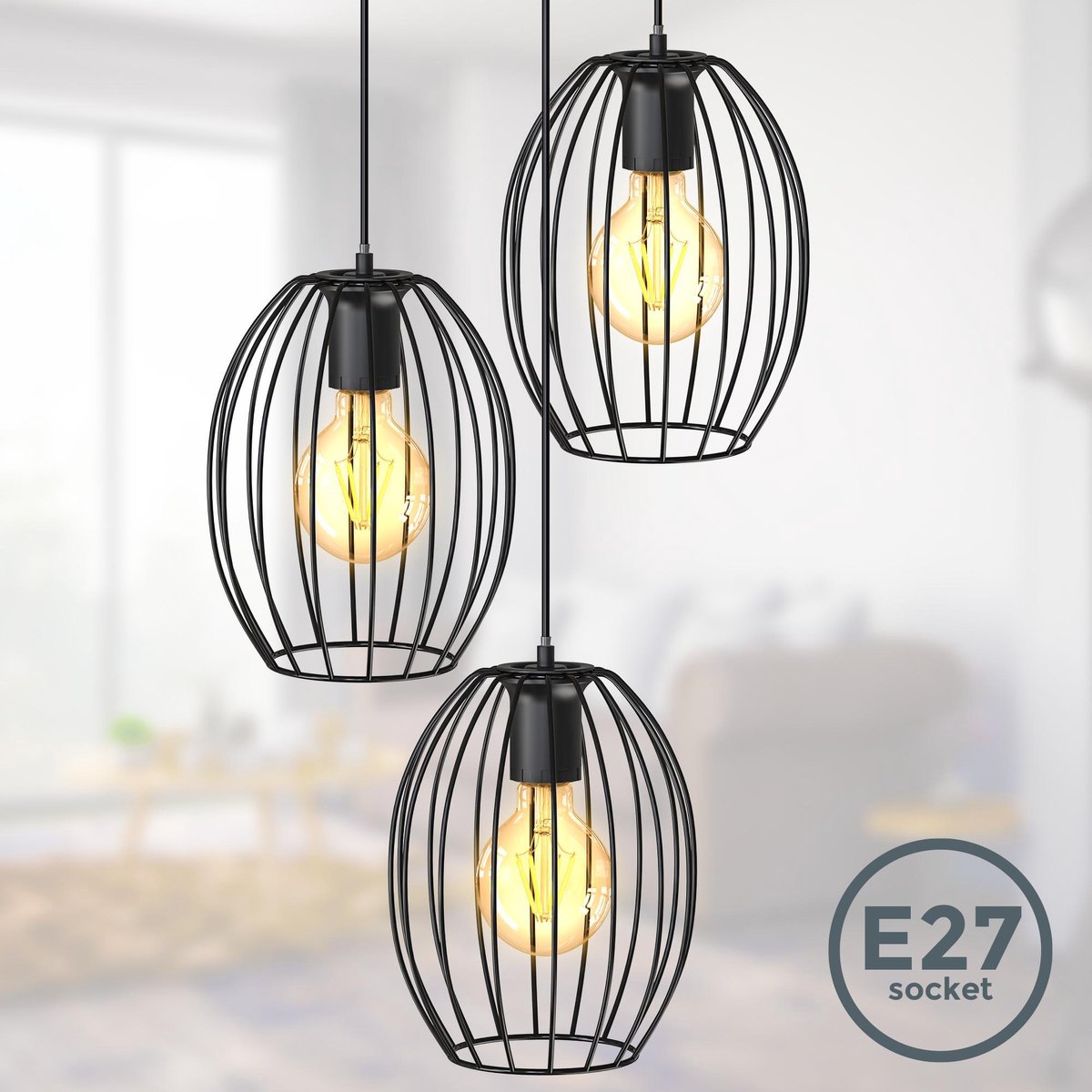 bol.com | B.K.Licht - Hanglamp - zwart - retro - industrieel ...
