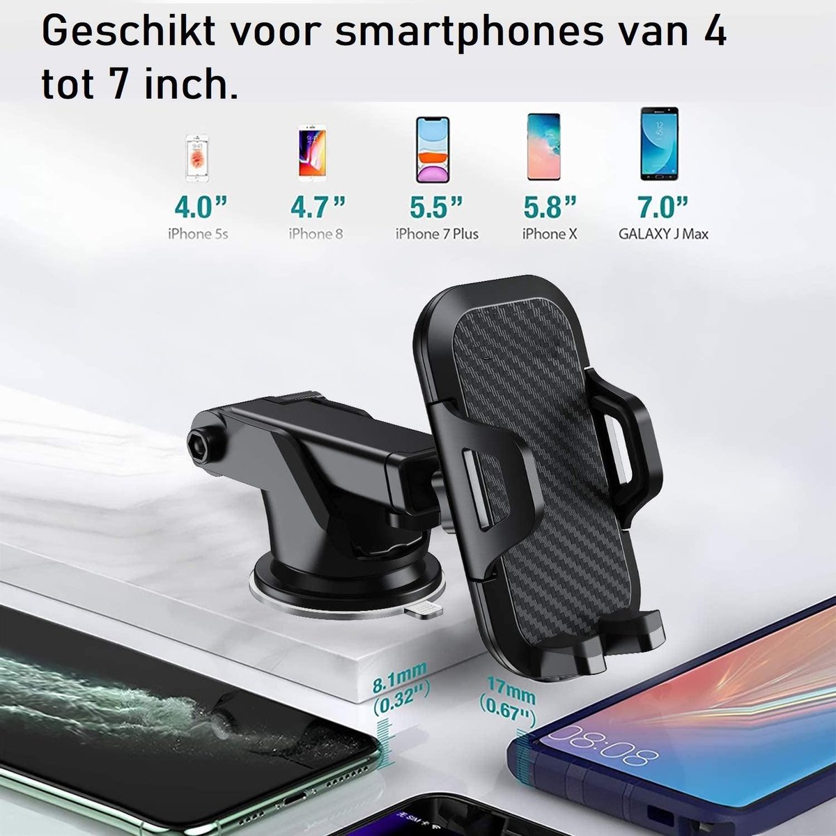 Telefoonhouders auto met zuignap - Voor raam/dashboard/ventilatie - Gsm ...