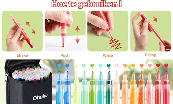 Ohuhu® - Acryl stiften - XXL set met 40 kleuren - Acrylverf stiften ...