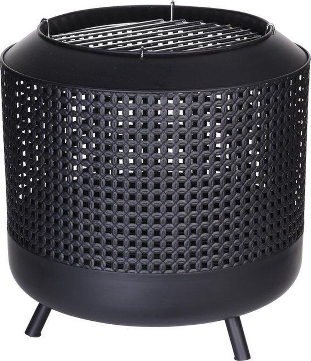 Vuurkorf met Barbecuerooster / BBQ-rooster - Metaal - Hoogte 51 cm | bol