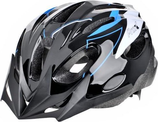 Fietshelm ProX volwassenen - Zwart Blauw - Medium 53/56cm - MTB vizier ...