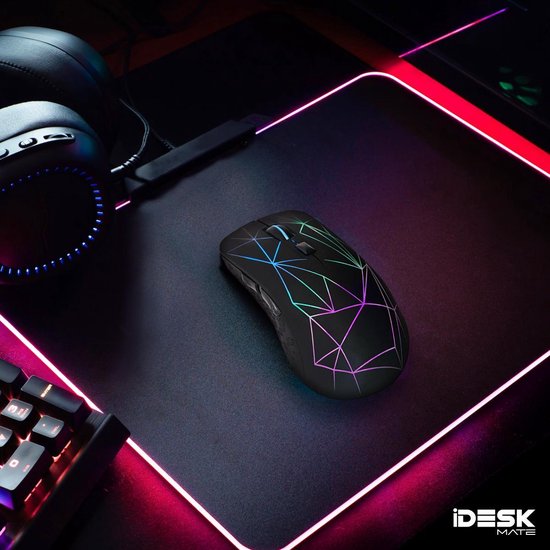 iDeskmate Oplaadbare Gaming Muis Draadloos - 7 Kleuren LED - Bluetooth ...