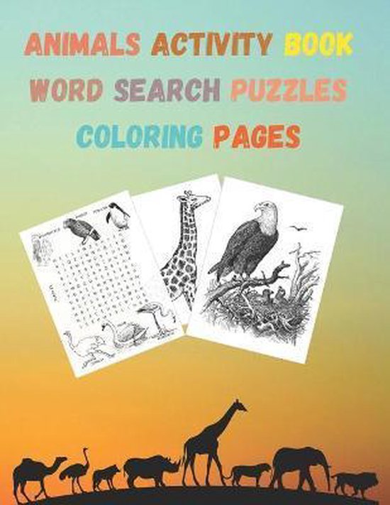 Animals Activity Book Word Search Puzzles, Coloring book Pages ...