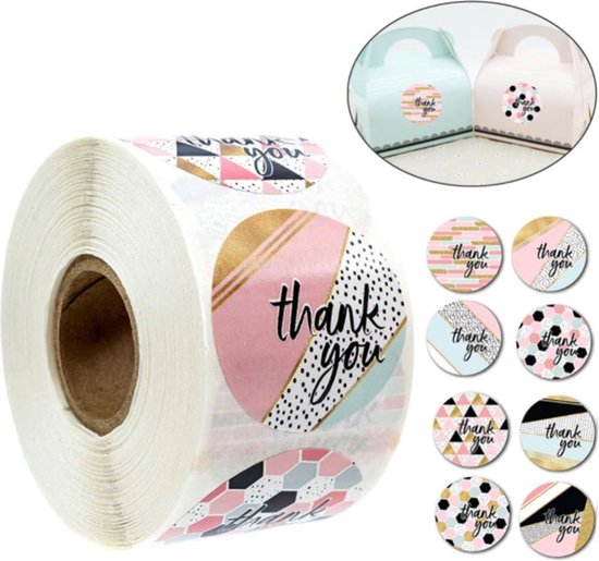DW4Trading Stickerrol Thank You - Sluitstickers - Ø 2,6 cm - 500 Stuks - Multi Kleuren | bol