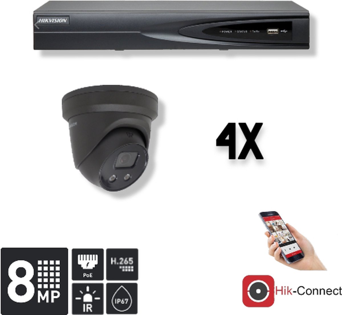 Hikvision. 4K Ultra HD 8 Megapixel IP camerabewaking set 4x Eyeball ...